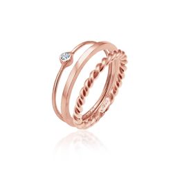 Elli Damen Solit&auml;rring "Ring-Set mit 925 Silber, mit Kristallen von Swarovski", 58mm,mit Steinen, Silber 925 (Sterlingsilber), 2mm, rosa, Silber 925