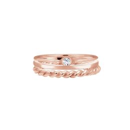 Elli Damen Solit&auml;rring "Ring-Set mit 925 Silber, mit Kristallen von Swarovski", 52mm,mit Steinen, Silber 925 (Sterlingsilber), 2mm, rosa, Silber 925