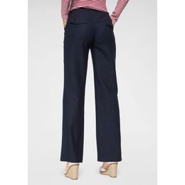 Aniston CASUAL Damen Leinenhose, blau, Basic, Gr. 42, Leinenoptik, unifarben, Web, Obermaterial: 55% Leinen, 45% Viskose, Hosen, mit Bindeband