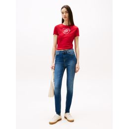 Tommy Jeans Damen Skinny-fit-Jeans "Nora Mid Rise Skinny Fit", blau, Gr. 29, unifarben, Denim/Jeans, Obermaterial: 98% Baumwolle, 2% Elasthan, Jeans