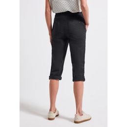 Street One Damen 3/4-Hose, schwarz, Gr. 40, unifarben, Web, 98% Baumwolle, 2% Elasthan, Hosen, Middle Waist