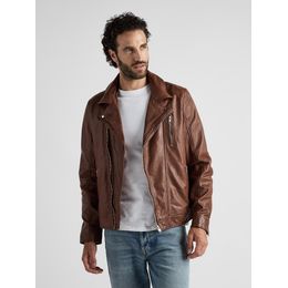 JCC Herren Bikerjacke "8208", braun, Gr. M, Obermaterial: 100% Leder Lamm. Futter: 100% Baumwolle. Wattierung: 100% Polyester, Jacken