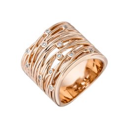Jobo Damen Diamantring, 60, SI = kleine Einschl&uuml;sse, Diamanten Ros&eacute;gold 585, rosa, Diamanten, Ros&eacute;gold 585, Fingerringe, breit 585 Ros&eacute;gold mit 12