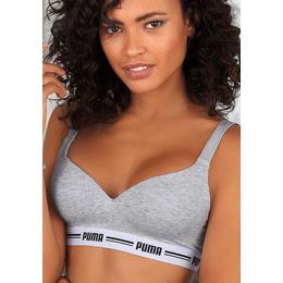Puma Damen B&uuml;gelloser BH "Puma WOMEN PADDED TOP 1P HANG", Gr. L, grau, Obermaterial: 57% Baumwolle, 38% Modal, 5% Elasthan, matt, mehrfarbig, BHs,