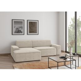 Ecksofa Trendmanufaktur "Graz, wahlweise mit Sitzvorschub und Bettkasten, L-Form, Breite 246 cm", beige (cream), B:246cm H:73cm T:162cm, 92% Polyester, 8% Polyamid, Sofas, Ecksofa, in Cord-, haustierfreundlichem LEO Struktur- oder LUMOS-3D-Bezug
