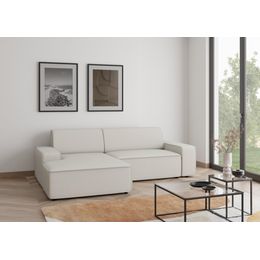 Ecksofa Trendmanufaktur "Graz, wahlweise mit Sitzvorschub und Bettkasten, L-Form, Breite 246 cm", grau (sandgrau), B:246cm H:73cm T:162cm, 100% Polyester, Sofas, Ecksofa, in Cord-, haustierfreundlichem LEO Struktur- oder LUMOS-3D-Bezug