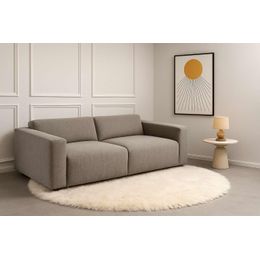 3-Sitzer Home Affaire "Noord mit Kedernaht, Breite 232 cm", braun, B:232cm H:71cm T:96cm, 100% Polyester, Sofas, Cord, Struktur, Webstoff, mit Wellenunterfederung, Massivholzrahmen