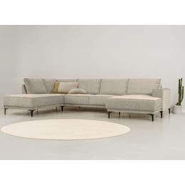 Wohnlandschaft OTTO HOME, B:345cm H:85cm T:210cmcream, 100% Polyester, Sofas, "XXL Sofa Oland, Struktur, Flachgewebe, Luxus-Microfaser, Boucle",