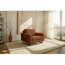 Loveseat Home Affaire, B:105cm H:85cm T:97cmbrick rot, 100% Polyester, Sessel, "Pinto 105 cm, Cord, Chenille, Lederoptik", mit Keder, Metallf&uuml;&szlig;en und