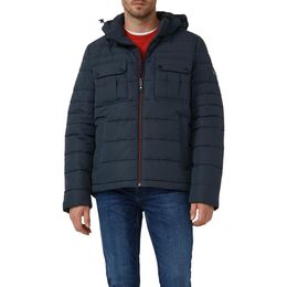 s.Oliver Herren Steppjacke, blau, Gr. M, unifarben, Steppware, Obermaterial: 100% Polyester, Jacken, mit Kapuze und Kordelzug