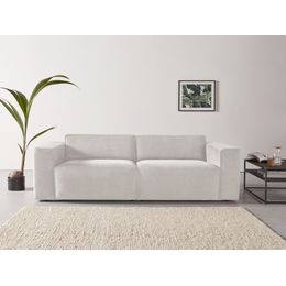 3-Sitzer Home Affaire "Noord mit Kedernaht, Breite 232 cm", beige (sand), B:232cm H:71cm T:96cm, 100% Polyester, Sofas, Cord, Struktur, Webstoff, mit Wellenunterfederung, Massivholzrahmen