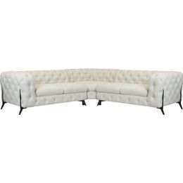 Chesterfield-Sofa Home Affaire "Amaury L-Form", beige, B:264cm H:75cm T:262cm, Struktur (100% Polyester);Samtoptik (100% Polyester), Sofas, Chesterfield-Optik, Breite/Tiefe je 262 cm, Fußfarbe wählbar