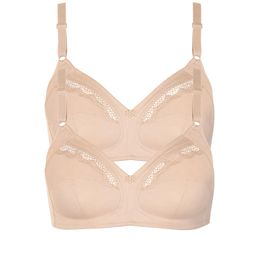 LISCA Damen Soft-BH "2er Pack Soft BH Manja", Gr. 80, beige, Spitze, Obermaterial: 100% Baumwolle CO., BHs