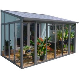 Wintergarten PALRAM - CANOPIA "San Remo 3x4.2", grau, B:435cm T:277cm, Aluminium, Polycarbonat (PC), Terrassenüberdachungen, BxT: 435x277 cm, Topseller