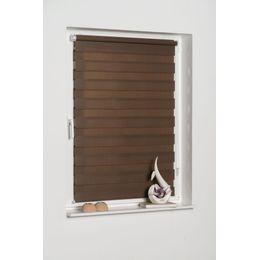 Doppelrollo K-home, B:40cm H:150cm, braun, Polyester, Rollos, "Maringa Klemmfix", in verschiedenen Gr&ouml;&szlig;en und 11 Farben erh&auml;ltlich