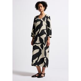 Street One Damen Midikleid, grau, Gr. 38, gemustert, Stoff, 100% Viskose, Kleider, mit Print