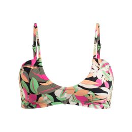 Roxy Damen Bandeau-Bikini-Top "Printed Beach Classics", grau, Gr. L, 87% Nylon, 13% Elasthan, Bikini-Oberteile