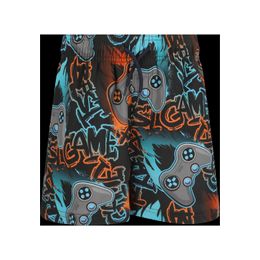 ZIGZAG Kinder Badeshorts "Soda", orange, Gr. 104, mehrfarbig, Elasthan, Polyamid, Badehosen, im stylischen Print-Design