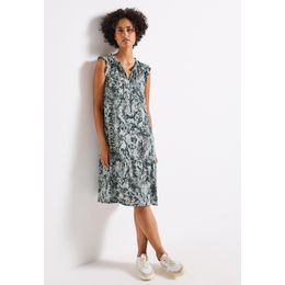 Street One Damen Tunikakleid, blau, Gr. 36, Snakeprint, Jersey, Obermaterial: 100% Viskose, Kleider, ohne &Auml;rmel, mit Snake-Print und Volants