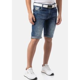Cipo & Baxx CIPO & BAXX Herren Shorts, blau, Gr. 34, Abriebeffekte, Web, Obermaterial: 98% Baumwolle, 2% Elasthan, Hosen