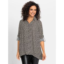 Inspirationen Damen Longbluse, gelb, Gr. 36, gemustert, 100% Polyester, Blusen