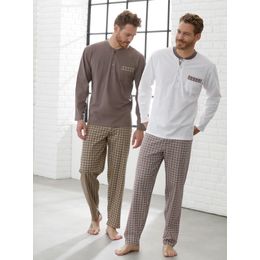 w&auml;schepur W&Auml;SCHEPUR Herren Schlafanzug, Gr. 44, grau, 100% Baumwolle, Homewear-Sets