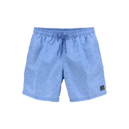 John Devin Herren Badeshorts "Rylan", blau, Gr. S, bedruckt, Microfaser, Recycling-Polyester, Badehosen, im Geo Druck