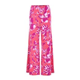 GOLDNER Damen 2-in-1-Hose "Palazzo-Hose mit sommerlichem Druck", rosa, Gr. 54, Obermaterial: 95% Polyester PES. 5% Elasthan EL., Hosen, farbenfroher