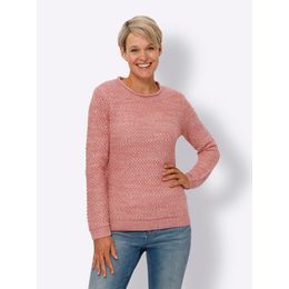 Classic Basics Damen Rundhalspullover "Rundhals-Pullover", rosa, Gr. 48, gemustert, mehrfarbig, meliert, 100% Polyacryl, Pullover