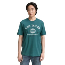 Tom Tailor Herren T-Shirt, gr&uuml;n, Gr. XXXL, bedruckt, Single Jersey, Obermaterial: 100% Baumwolle, Shirts, mit gro&szlig;em Logofrontprint