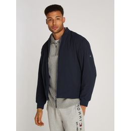 Tommy Hilfiger Herren Bomberjacke "TECH BOMBER", blau, Gr. M, unifarben, Web, Obermaterial: 100% Polyester, Jacken, mit wasserabweisendem