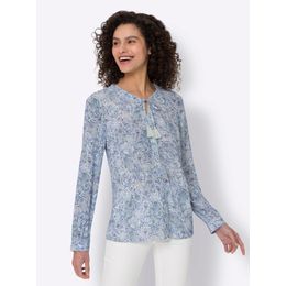 Heine Damen Crinklebluse, gr&uuml;n, Gr. 42, Paisley, gemustert, 100% Viskose, Blusen