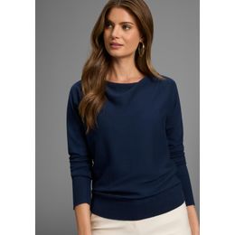 HECHTER PARIS Damen Strickpullover, blau, Basic, Gr. 36, unifarben, Strick, Obermaterial: 50% Viskose, 28% Polyester, 22% Polyamid, Pullover, mit