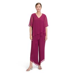 Vera Mont Damen Overall "Damen Jumpsuit mit Stufen", rosa, Gr. 48, Chiffon, Obermaterial: 100% Polyester. Futter: 100% Polyester., Overalls