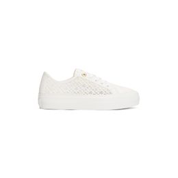 Tommy Hilfiger Damen Plateausneaker "VULC EMBROIDERED SNEAKER", Gr. 35, beige, Lederimitat, Textil, Schuhe, Freizeitschuh, Halbschuh, Schn&uuml;rer mit