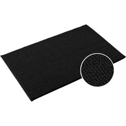 Badematte my home, H:15mm, schwarz, Polyester, Badematten, "Vanessa Chenille, Badvorleger, Badezimmer Teppich, Duschvorleger", Uni Farben, besonders