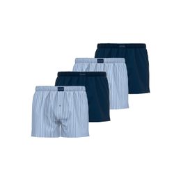 Tom Tailor Herren Webboxer "Web-Boxershorts 4er Pack", Gr. XL, blau, Obermaterial: 100% Baumwolle CO., Unterhosen