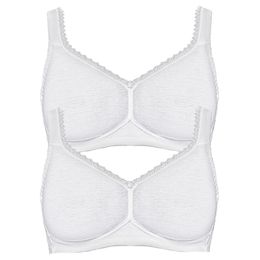 SuSa Damen B&uuml;gelloser BH "2er Pack Baumwoll BH ohne B&uuml;gel Organic Cotton", Gr. 85, wei&szlig;, Stoff, Obermaterial: 83% Baumwolle CO. 10% Polyamid PA. 7%