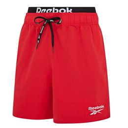 Reebok Herren Badeshorts "Todd", rot, Gr. M, unifarben, Microfaser, Polyester, Badehosen, mit Kordelzug und elastischem Bund, mit Logo, schnell