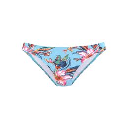 Lascana Damen Bikini-Hose "Malia", blau, Gr. 34, bedruckt, floral, Microfaser, Microfaser, Polyamid, Badehosen, in knapper Brasilien-Form mit