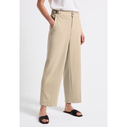 Street One Damen Marlene-Hose, beige, Gr. 40, unifarben, Stoff, 48% Polyamid, 28% Viskose, 18% Polyester, 6% Elasthan, Hosen, High Waist