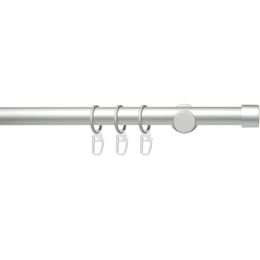 Gardinenstange Liedeco, L:240cm &Oslash;:2mm, grau, Eisen, Gardinenstangen, "Fertigstilgarnitur 20 mm Power Endkappe", Gardinenstange Komplett