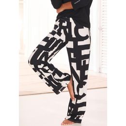 Damen Pyjamahose, French Connection, Gr. 36, schwarz-wei&szlig;, Web, Obermaterial: 100% Viskose, gemustert, Hosen, Gewebte Hemdenqualit&auml;t aus Viskose
