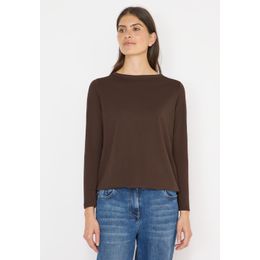 Langarmshirt Cecil, Damen, Gr. L (42), chocolate mousse, Web, 100% Baumwolle, unifarben, normal normal, U-Boot-Ausschnitt, abgesteppt, Shirts Langarmshirt, aus reiner Baumwolle