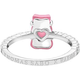 Thomas Sabo Damen Fingerring "Thomas Sabo x HARIBO Schmuck: Ring mit Goldb&auml;r", 52, Silber 925 (recycelt), 7mm, pink, Silber 925 (recycelt),