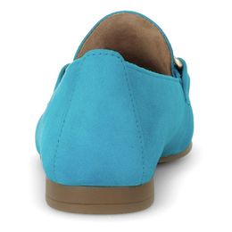 Gabor Damen Slipper, Gr. 39, blau, Ziegenveloursleder, unifarben, Schuhe, Loafer, Halbschuh, Businessschuh mit edler Zierschnalle