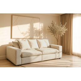 3-Sitzer Home Affaire "Venslev", beige (cream), B:230cm H:83cm T:120cm, 100% PES, Sofas, Lounge-Sofa, mit extra tiefer Sitzfl&auml;che und losen Kissen