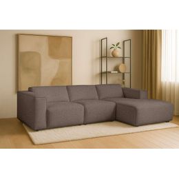 Ecksofa Home Affaire "Noord mit Kedernaht, Breite 281 cm, L-Form", braun, B:281cm H:71cm T:161cm, 100% PES, Sofas, Ecksofa, Cord, Struktur, Webstoff, mit Wellenunterfederung, Massivholzrahmen