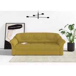 3-Sitzer DOMO collection "Montana f&uuml;r kleine R&auml;ume, Breite 184cm, komfortabel und zeitlos", gelb (senf), B:184cm H:84cm T:82cm, 92% Polyester, 8% Nylon, Sofas, bequeme Armlehnen