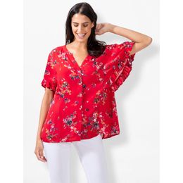 Inspirationen Damen Druckbluse, rot, Gr. 36, gebl&uuml;mt, gemustert, 100% Viskose, Blusen